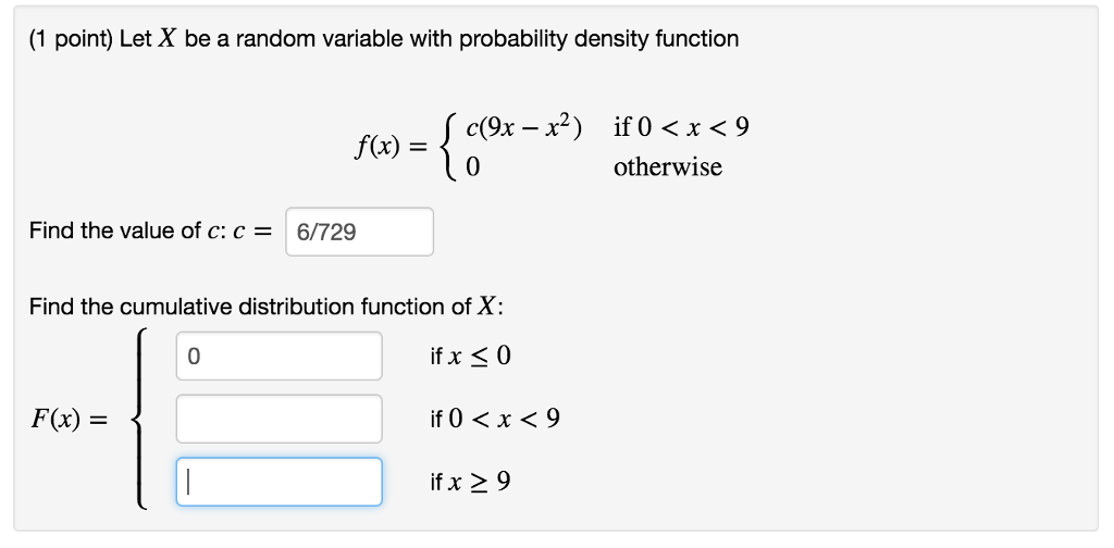 Solved (1 point) Let X be a random variable with probability | Chegg.com