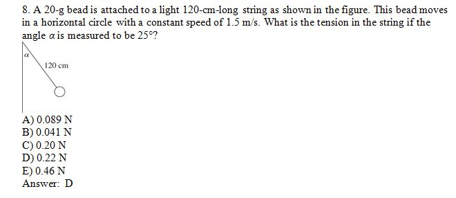 Solved A 20g bead is attached to a light 120 cm long string | Chegg.com