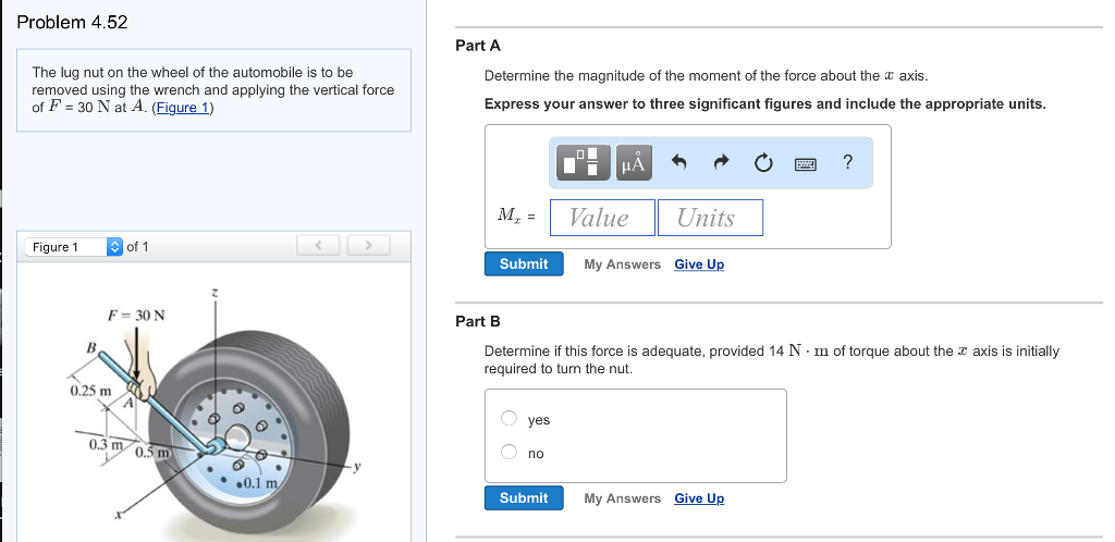 Solved Problem 4.52 Part A The lug nut on the wheel of the | Chegg.com