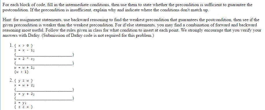 Solved For each block of code, fill in the intermediate | Chegg.com