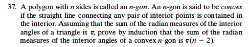 Solved 37. A polygon with n sides is called an n-gon. An | Chegg.com