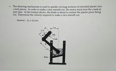 Solved The shearing mechanism is used to quickly cut long | Chegg.com