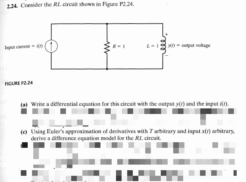 Solved Consider the RL circuit shown in Figure P2.24. Write | Chegg.com