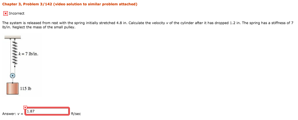 Solved The system is released from rest with the spring | Chegg.com