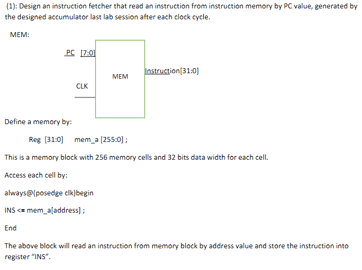 read an instruction from instruction memory by PC | Chegg.com