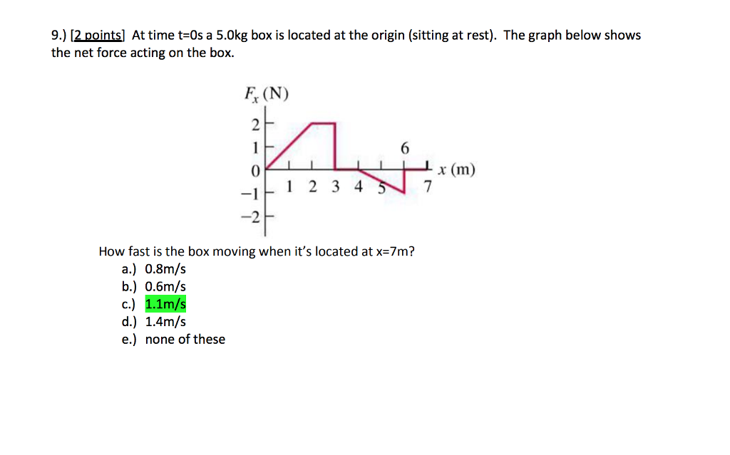 Solved 9.) 12 points] At time t-0s a 5.0kg box is located at | Chegg.com