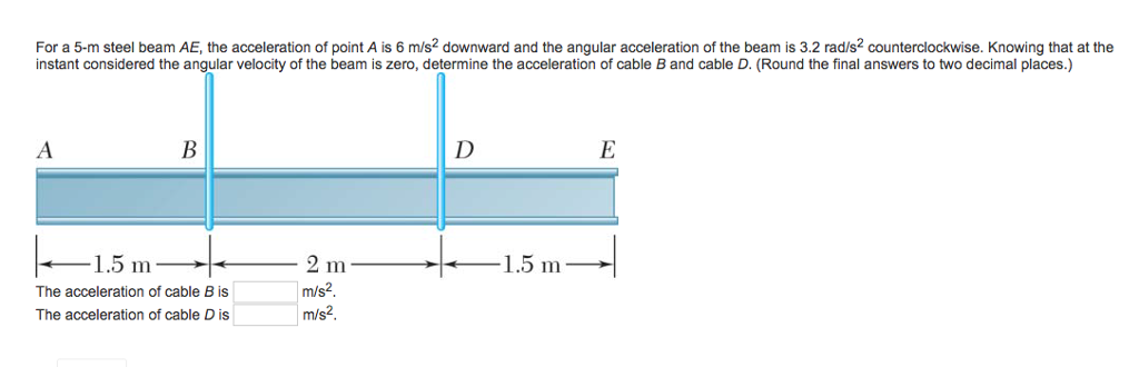 Solved For a 5-m steel beam AE, the acceleration of point A | Chegg.com
