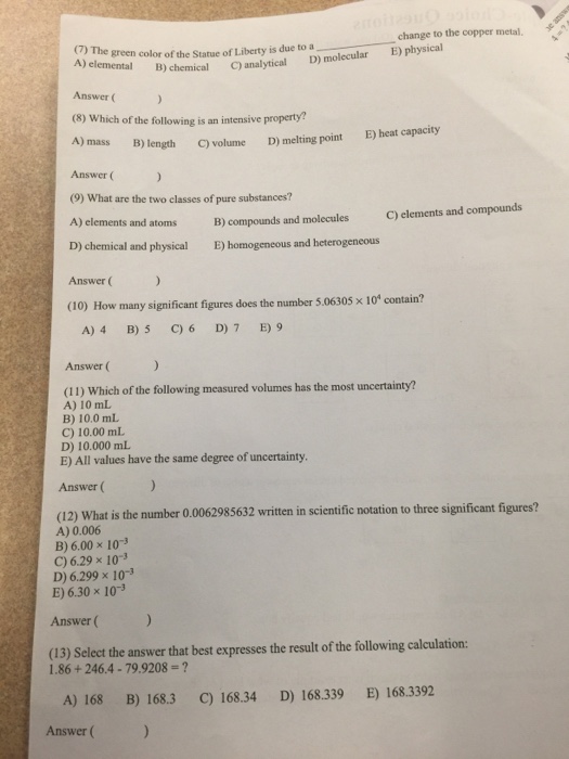 Solved The green color of the Statue of Liberty is due to a | Chegg.com