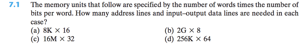Solved 7.1 The memory units that follow are specified by the | Chegg.com