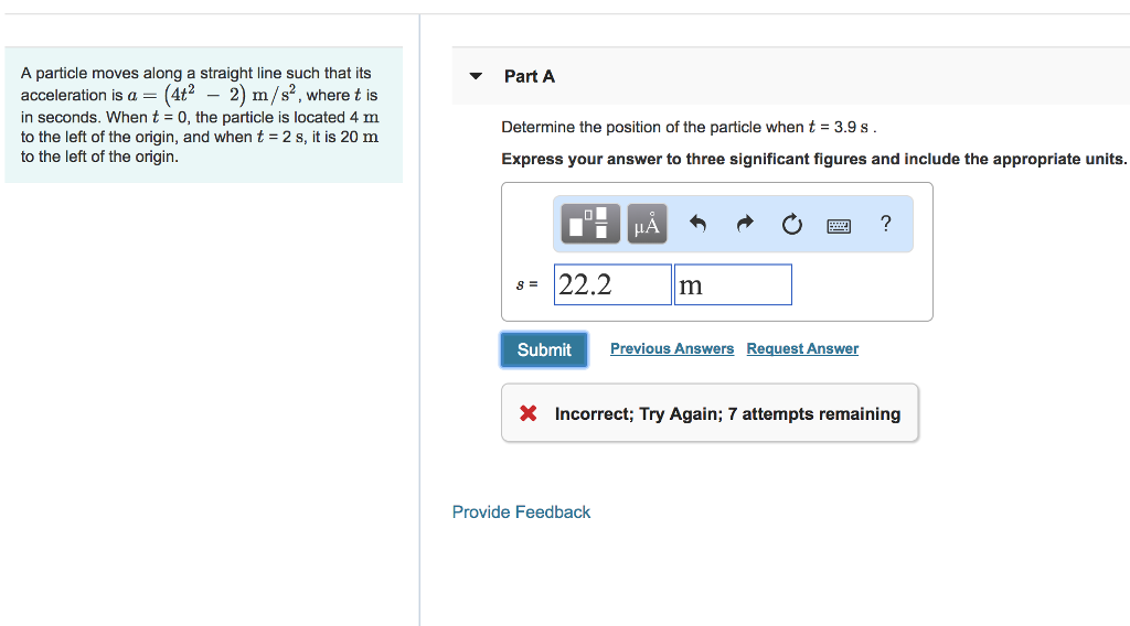 Solved A particle moves along a straight line such that its | Chegg.com
