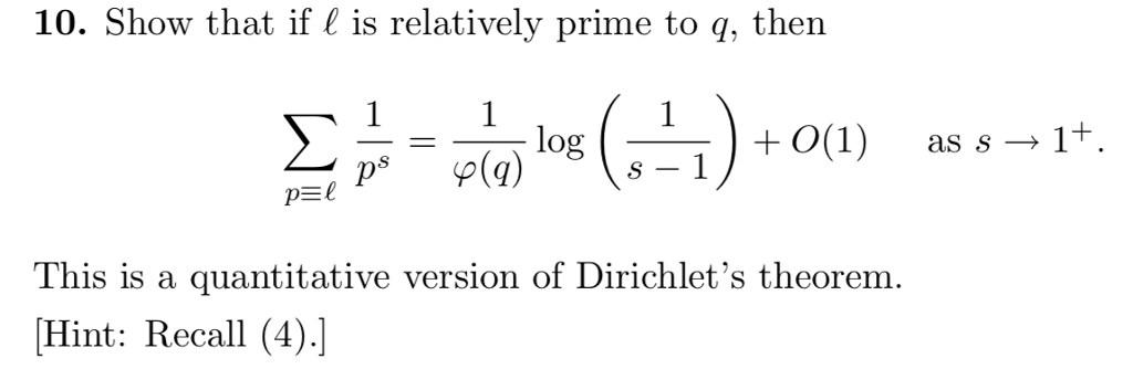 Solved 10. Show that if l is relatively prime to q, then as | Chegg.com