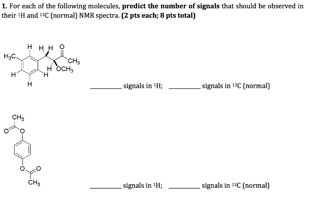 Solved For each of the following molecules, predict the | Chegg.com