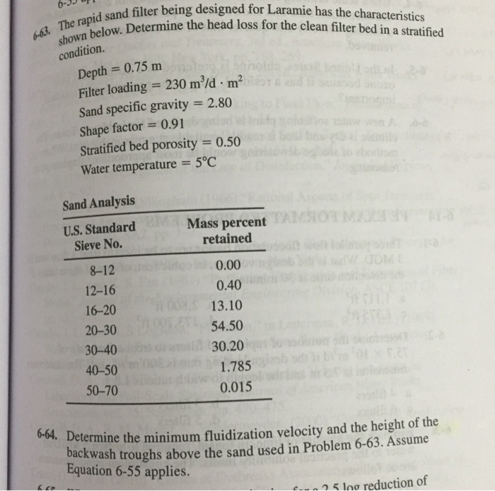 Solved Question 6-64: determine minimum fluidization | Chegg.com
