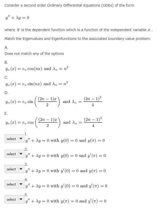Solved Consider a second order Ordinary Differential | Chegg.com