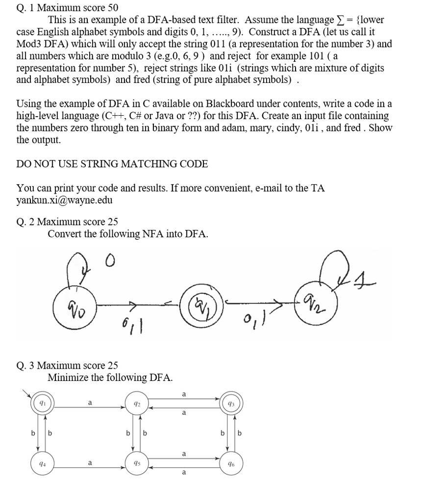 Solved This is an example of a DFA-based text filter. Assume | Chegg.com