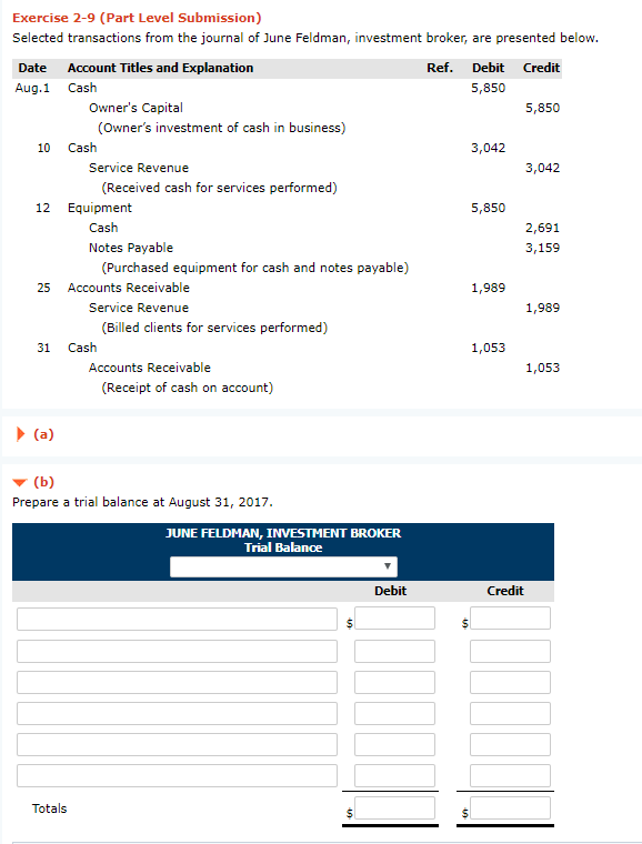 Solved Exercise 2-9 (Part Level Submission) Selected | Chegg.com