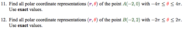 Solved Find all polar coordinate representations (r, theta) | Chegg.com