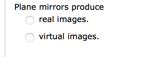 Solved Plane mirrors produce real images. virtual images. | Chegg.com