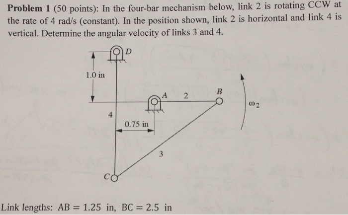Solved In the four-bar mechanism below, link 2 is rotating | Chegg.com