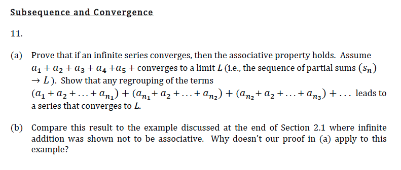 Subsequence and Convergence (a) Prove that if an | Chegg.com