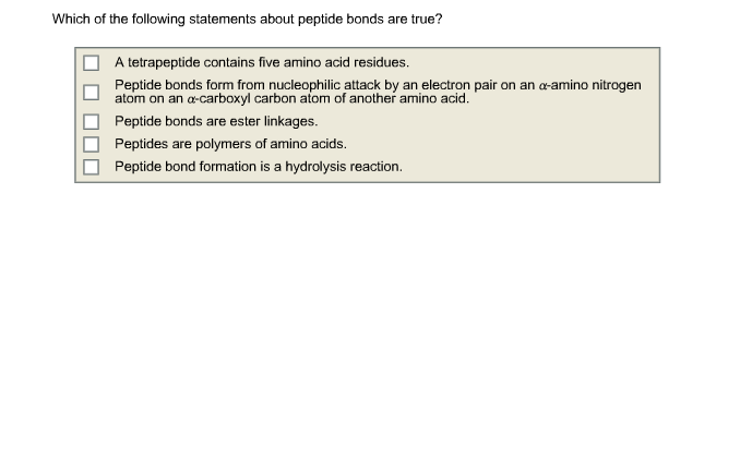 Solved Which of the following statements about peptide | Chegg.com