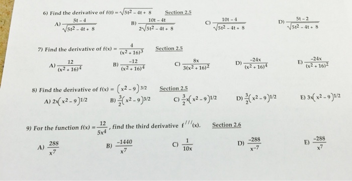 Solved Find the derivative of f(t) = square root 5t^2 - 4t + | Chegg.com