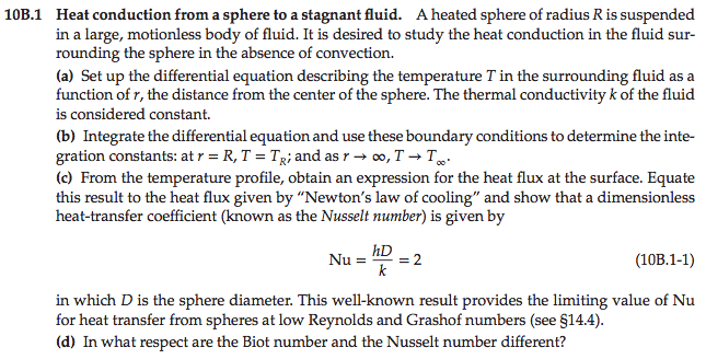 Solved 10B.1 A heated sphere of radius R is suspended Heat | Chegg.com