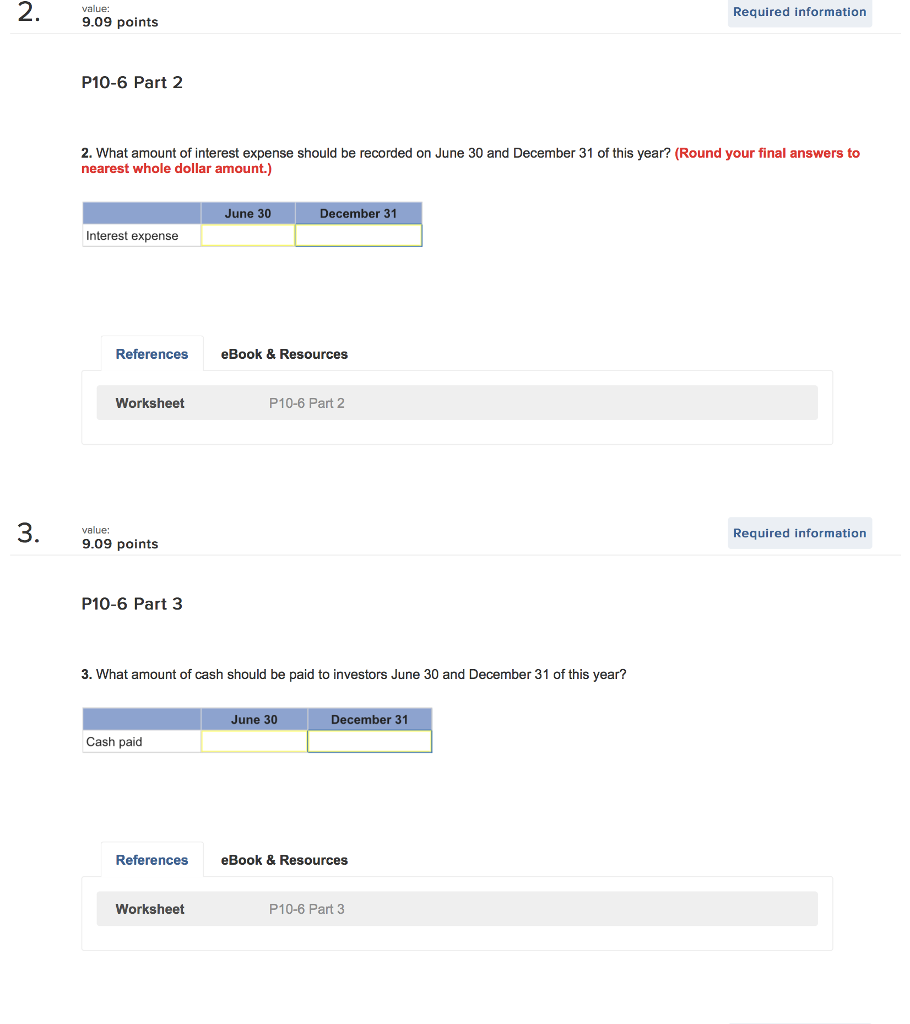 Solved 2. value: points 9.09 Required information P10-6 Part | Chegg.com Solved 2. value: points 9.09 Required information P10-6 Part | Chegg.com