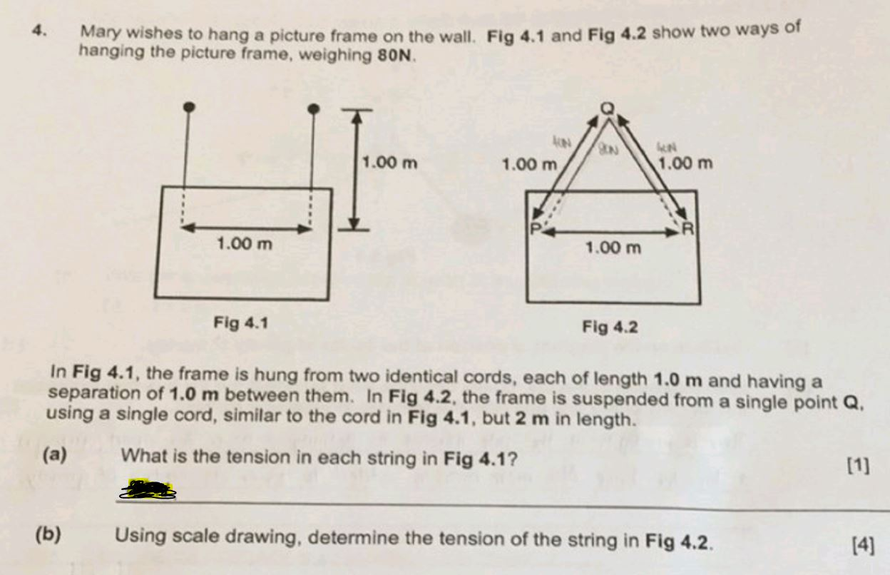 Solved Mary wishes to hang a picture frame on the wall. Fig | Chegg.com