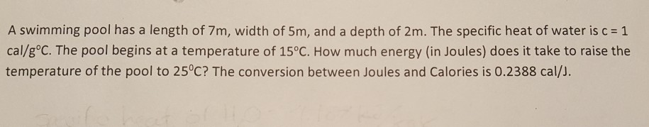 Solved A swimming pool has a length of 7m, width of 5m, and | Chegg.com