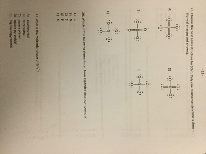 Solved Choose the best Lewis structure for SO_4^2. Only one | Chegg.com