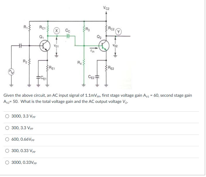 Solved Given the above circuit, an AC input signal of 1.1 | Chegg.com