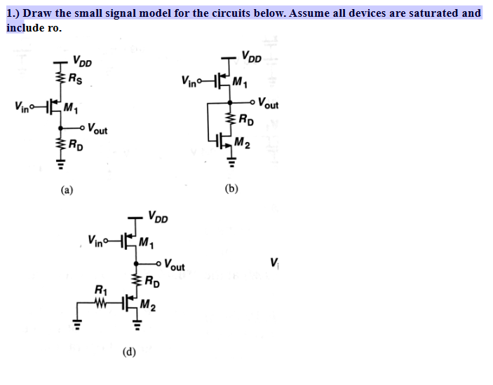 Solved Draw the small signal model for the circuits below. | Chegg.com