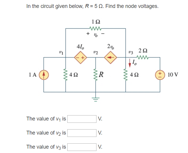 Solved In the circuit given below, R = 5 Ohm. Find the node | Chegg.com