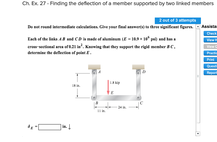 Solved Ch. Ex. 27 - Finding the deflection of a member | Chegg.com
