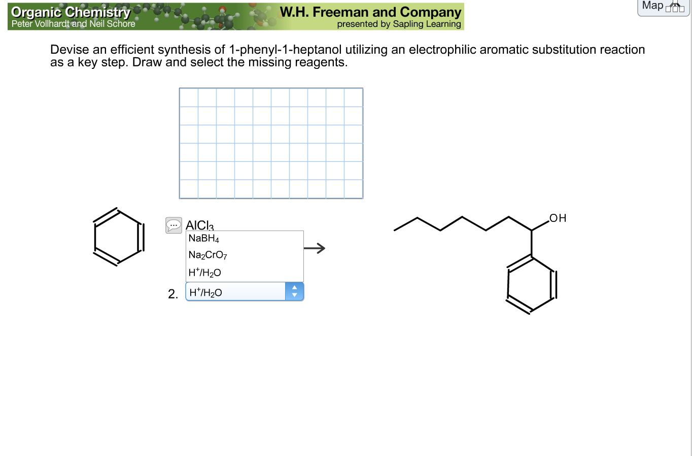 Solved Devise an efficient synthesis of 1-phenyl-1-heptanol | Chegg.com Solved Devise an efficient synthesis of 1-phenyl-1-heptanol | Chegg.com