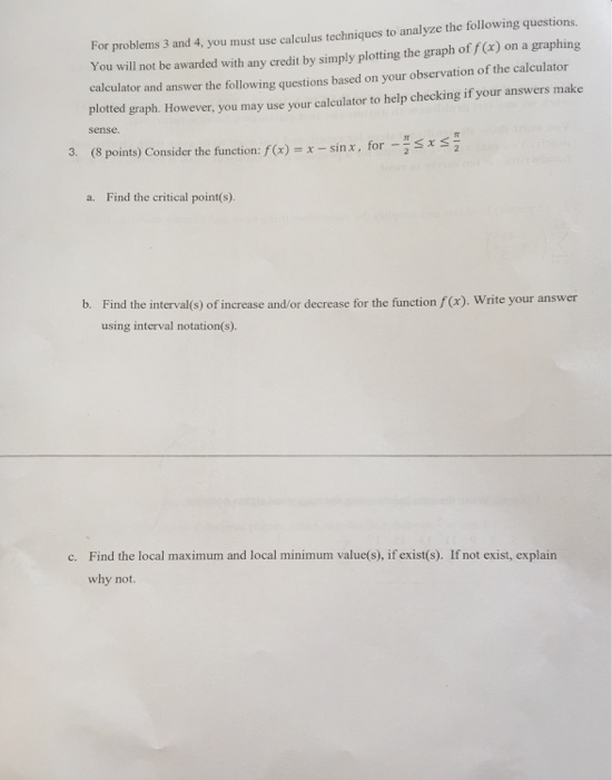 Solved For problems 3 and 4, you must use calculus | Chegg.com