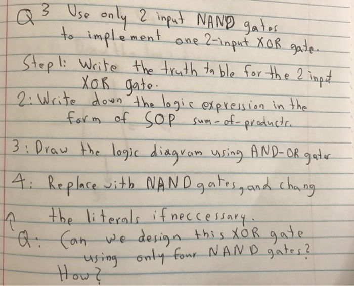 Solved Use Only 2 Input Nand Gates To Implement One 2 Input