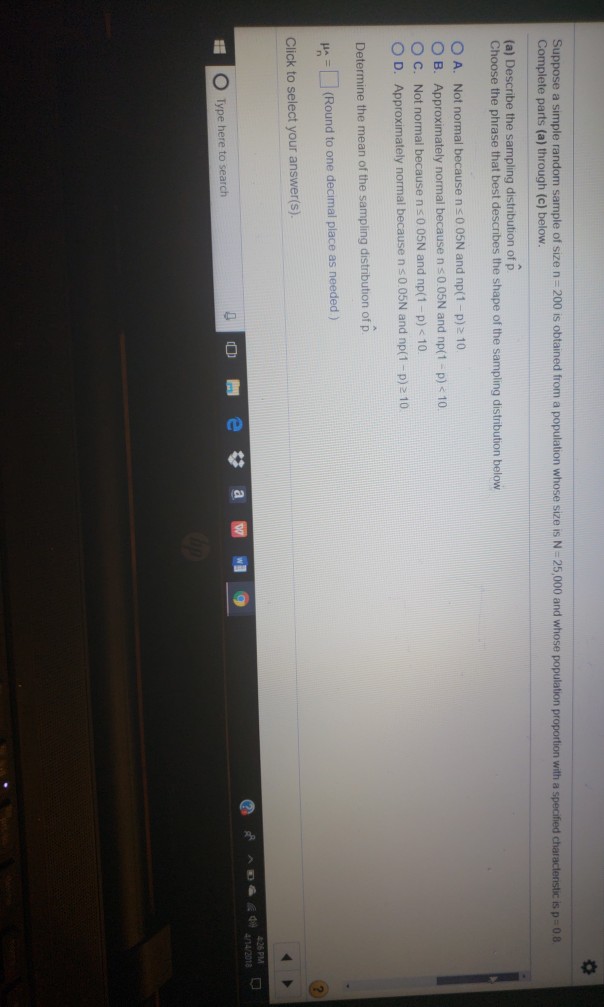 Solved Suppose a simple random sample of size n 200 is | Chegg.com