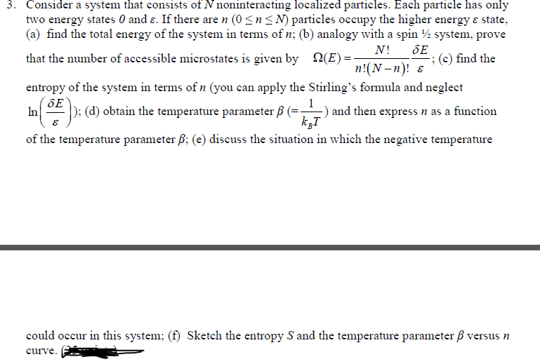 Solved Consider a system that consists of N noninteracting | Chegg.com