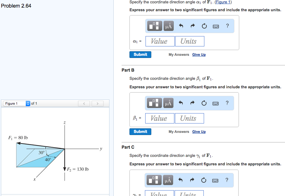 Solved Specify The Coordinate Direction Angle Alpha 1 Of