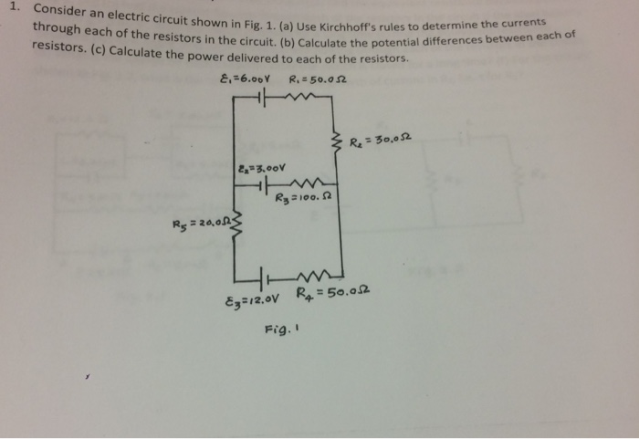Solved Consider an electric circuit shown in Fig. 1. Use | Chegg.com
