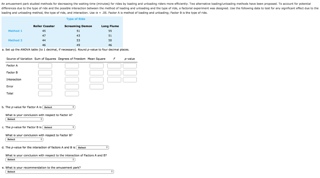 Solved An amusement park studied methods for decreasing the | Chegg.com