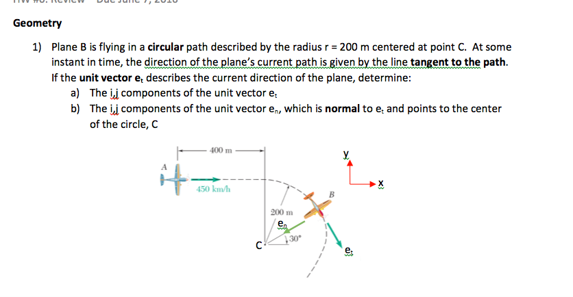 Solved Geometry Plane B is flying in a circular path | Chegg.com