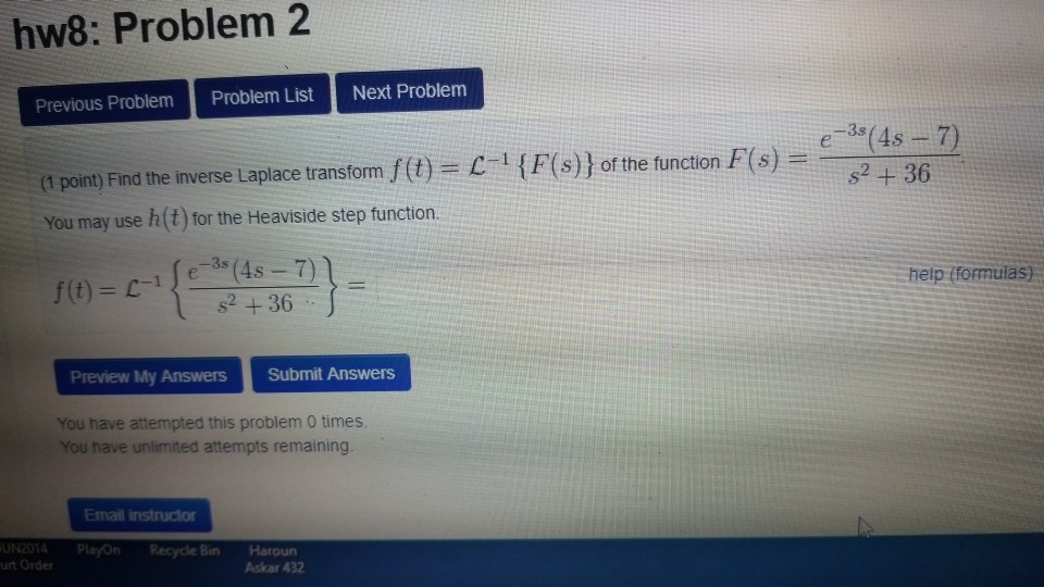 Solved hw8: Problem 2 Previous Problem Problem List Next | Chegg.com