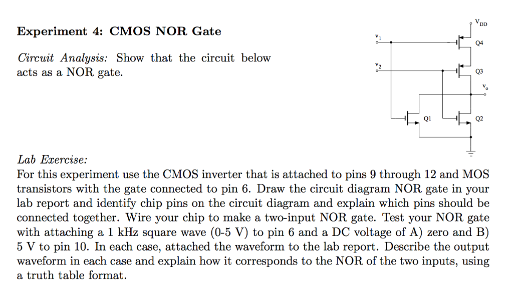 Solved Show that the circuit below acts as a NOR gate. For | Chegg.com