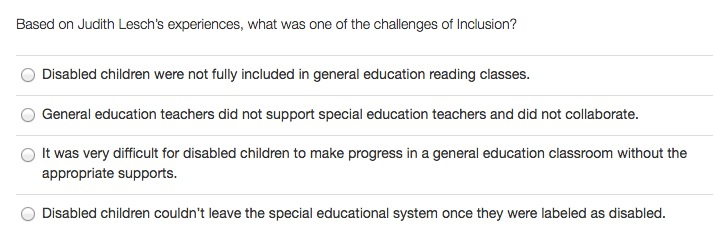 Based on Judith Lesch's experiences, what was one of | Chegg.com