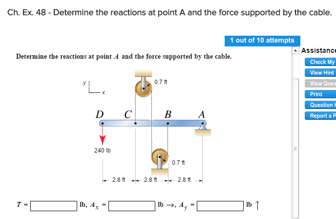 Solved Determine The Reactions At Point A And The Force