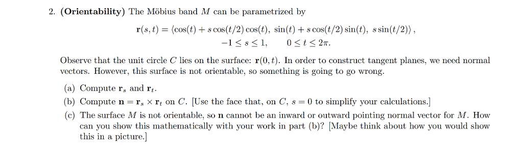 Solved 2. (Orientability) The Möbius band M can be | Chegg.com