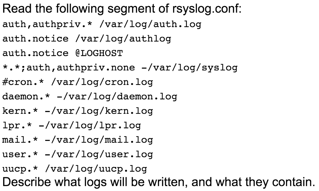 Solved Read the following segment of rsyslog.conf: | Chegg.com